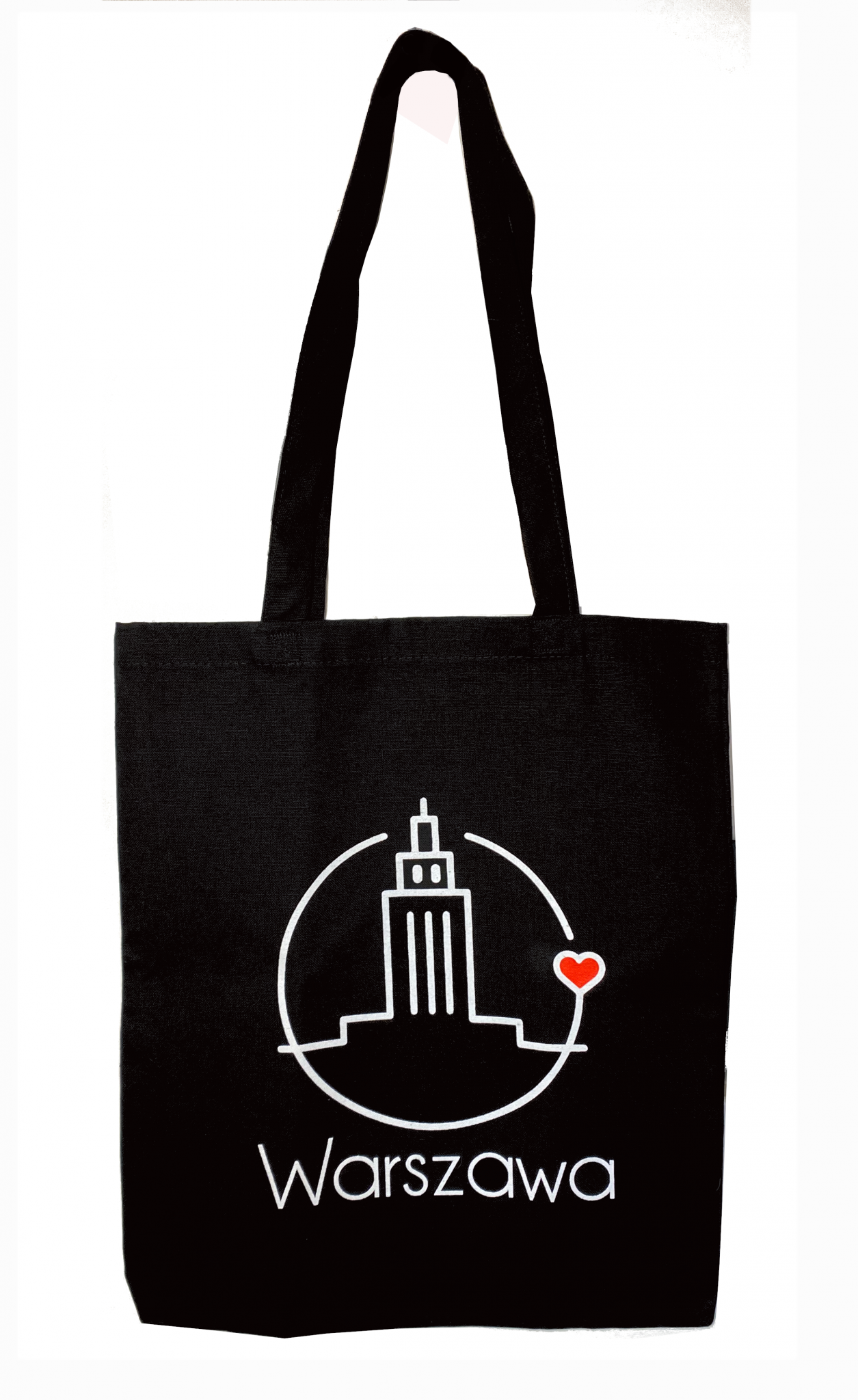 Czarna torba z logo – Upominki Warszawskie